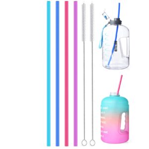 alink 15 inch extra long reusable silicone straws, 4-pack flexible straws for stanley 40 oz tumbler, 1 gallon water bottles, 128 64 30 oz jug cup with cleaning brush