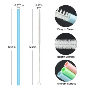 Silicone Straw Replacement for Stanley 40 oz 30 oz Tumbler Cup, 6 Pack Reusable Straws with Cleaning Brush for Stanley Adventure Quencher Travel Tumbler, Straw for Stanley Accessories