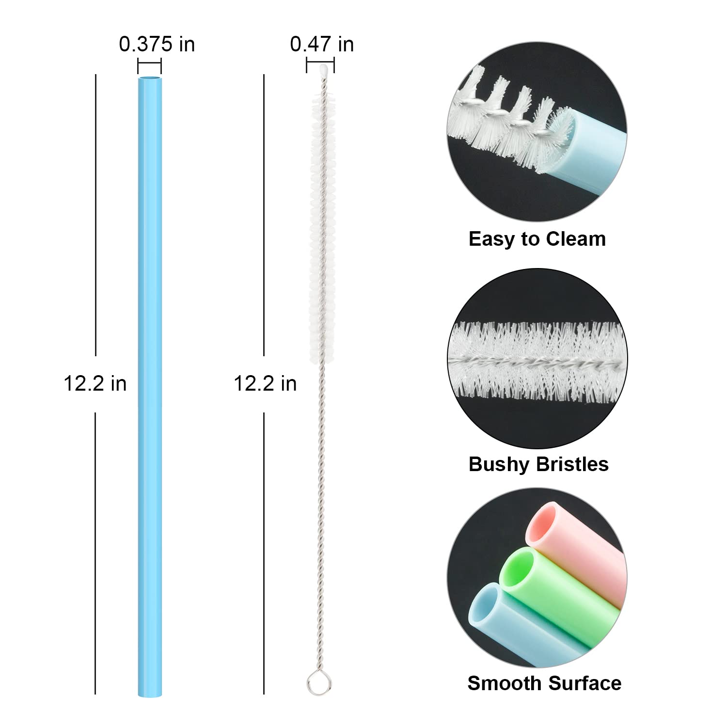 Silicone Straw Replacement for Stanley 40 oz 30 oz Tumbler Cup, 6 Pack Reusable Straws with Cleaning Brush for Stanley Adventure Quencher Travel Tumbler, Straw for Stanley Accessories