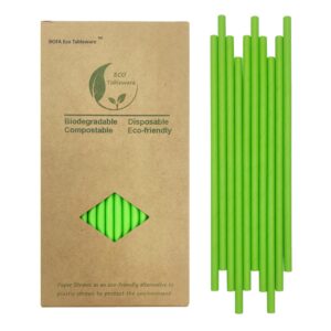 green paper straws, 7.75 inch, 100 pack christmas green straws recyclable, eco friendly, disposable drinking straws for party suppliers, cocktails, juices, coffee