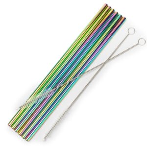 stainless steel straws iridescence colors, fits 30 oz tumbler, extra long reusable ecofriendly (30oz, straight)