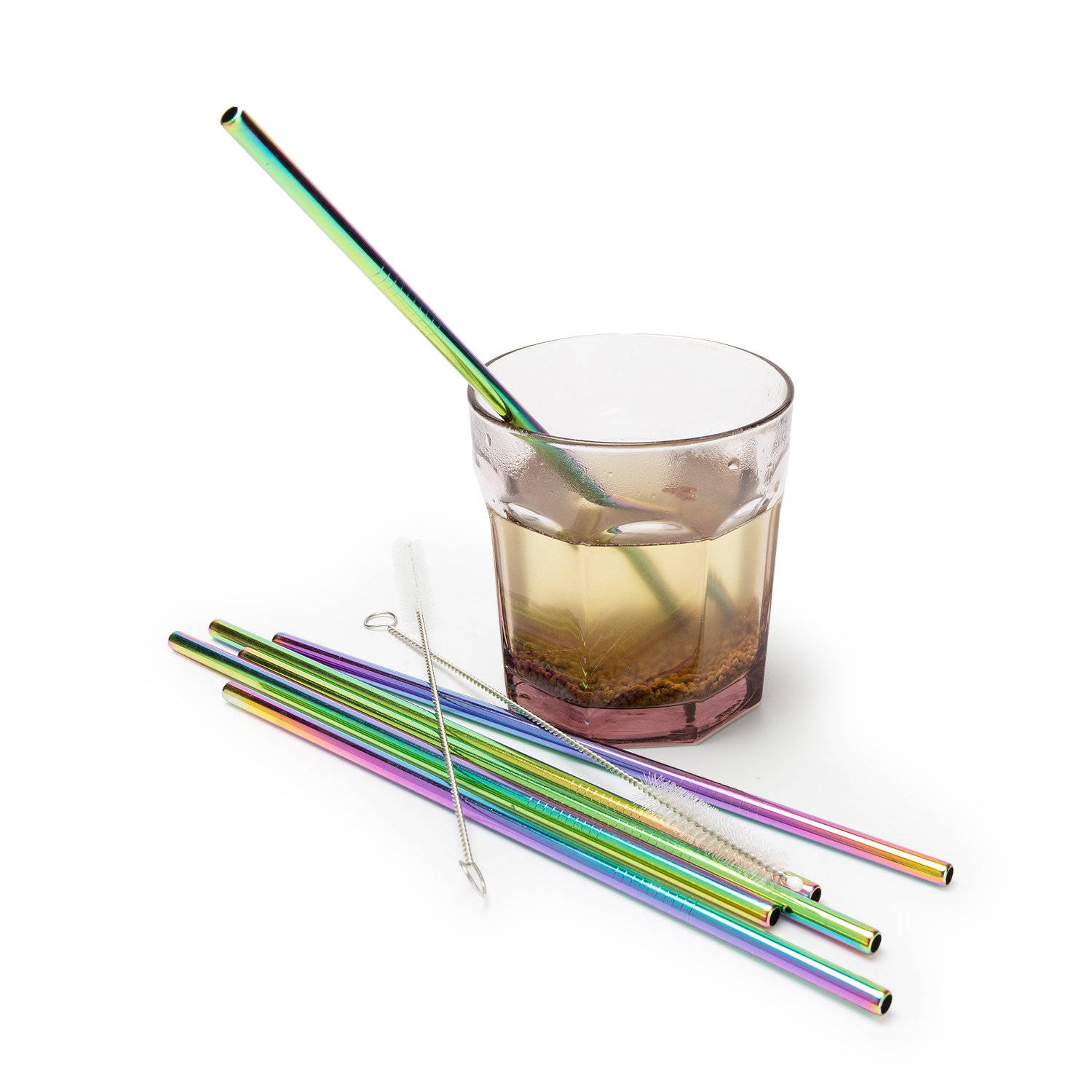 Stainless Steel Straws Iridescence Colors, Fits 30 oz Tumbler, Extra Long Reusable Ecofriendly (30oz, Straight)