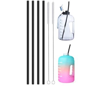 ALINK 15 IN Extra Long Black Silicone Straws + 2 Black Boba Straws 8 Smoothie Straws