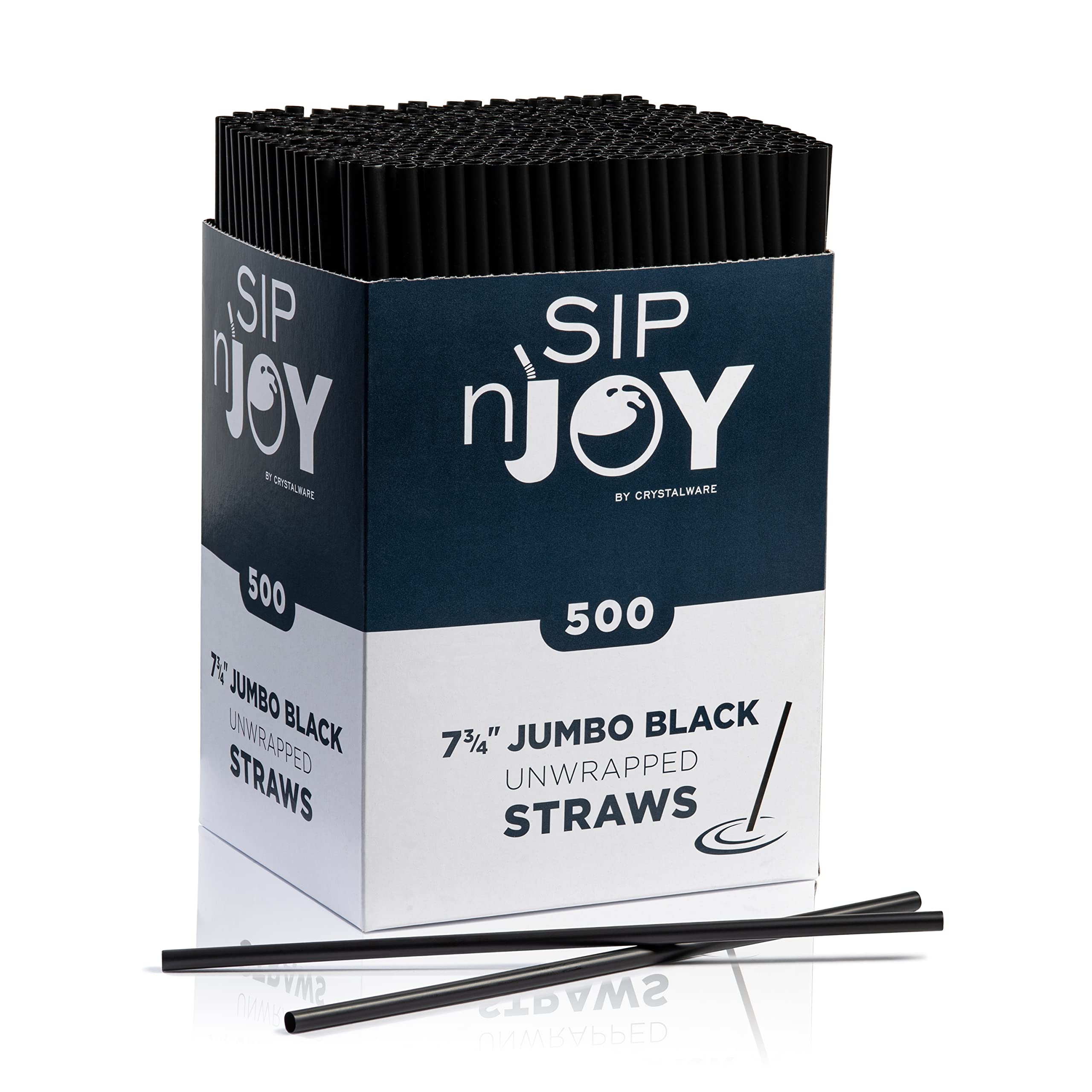 [1000-Pack] Plastic Straws - 7.75 Inches Long, Drinking Straws, Standard Size, Bulk Pack, Black (2 Boxes of 500 Straws)