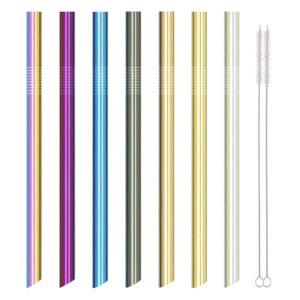 essbes reusable metal boba smoothies drinking straws 0.5'' extra wide for bubble tea milkshakes jumbo drinks 7 pcs