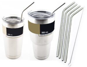 4 bend stainless steel straws extra long fits 30 oz & 20 oz yeti tumbler rambler cups - cocostraw brand drinking straw (4 bend straws)