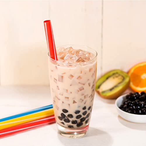 [100 Pcs] Boba Smoothie Individually Wrapped Straws - Jumbo Large Plastic Disposable Bubble Tea Milkshake Colorful Drinking Straws(8.2" long and 0.43" Diameter)