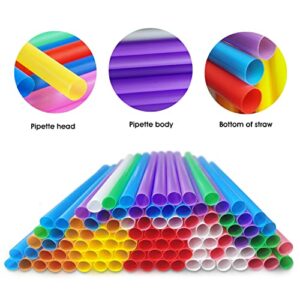 [100 Pcs] Boba Smoothie Individually Wrapped Straws - Jumbo Large Plastic Disposable Bubble Tea Milkshake Colorful Drinking Straws(8.2" long and 0.43" Diameter)