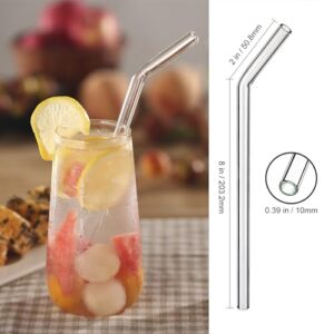 LIFEHIM Reusable Straws Glass Straws Bent: Wide Glass Straws Long 10 inch Straws Glass 10mm Glass Drinking Straws Thick Glass Smoothie Straws Clear