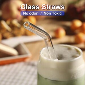 LIFEHIM Reusable Straws Glass Straws Bent: Wide Glass Straws Long 10 inch Straws Glass 10mm Glass Drinking Straws Thick Glass Smoothie Straws Clear