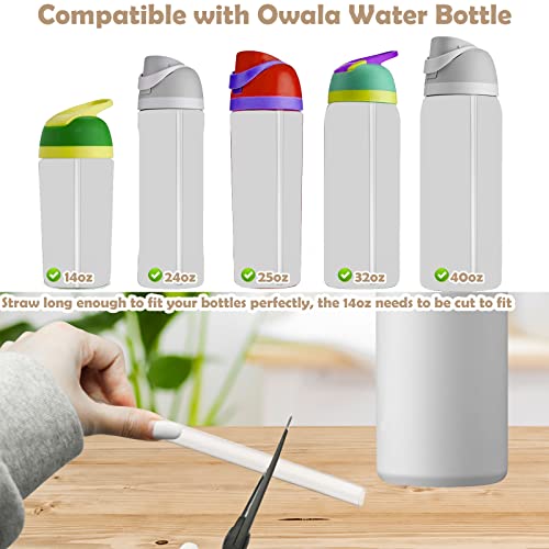 6Pcs Straw Replacement for Owala Water Bottle,Reusable Plastic Straws Clear Drinking Straws with Cleaning Brush,Straws for tumblers Long Compatible with 14 oz/ 24oz/ 25oz/32oz/40oz,Bottle Accessories