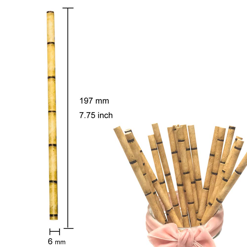 Yellow Bamboo Drinking Paper Straws To Replace Plastic Straws, 100 Count 100% Organic Environmentally Friendly Bamboo Straws