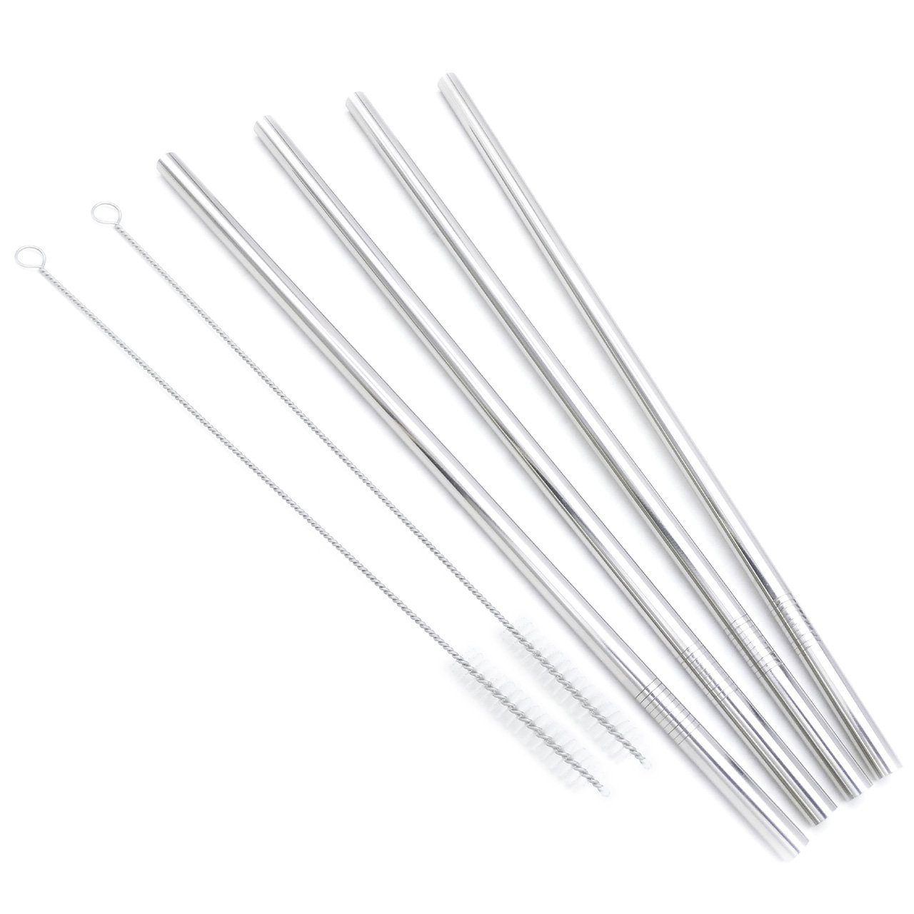 GFDesign Big Drinking Straws Reusable 12" Extra Long 9mm Extra Wide SUS 304 Food-Grade 18/8 Stainless Steel - Set of 4 with 2 Cleaning Brushes - Straight