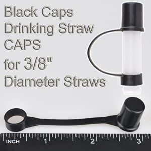 10pcs Black Caps Drinking Straw CAPS for 3/8" Diameter Straws