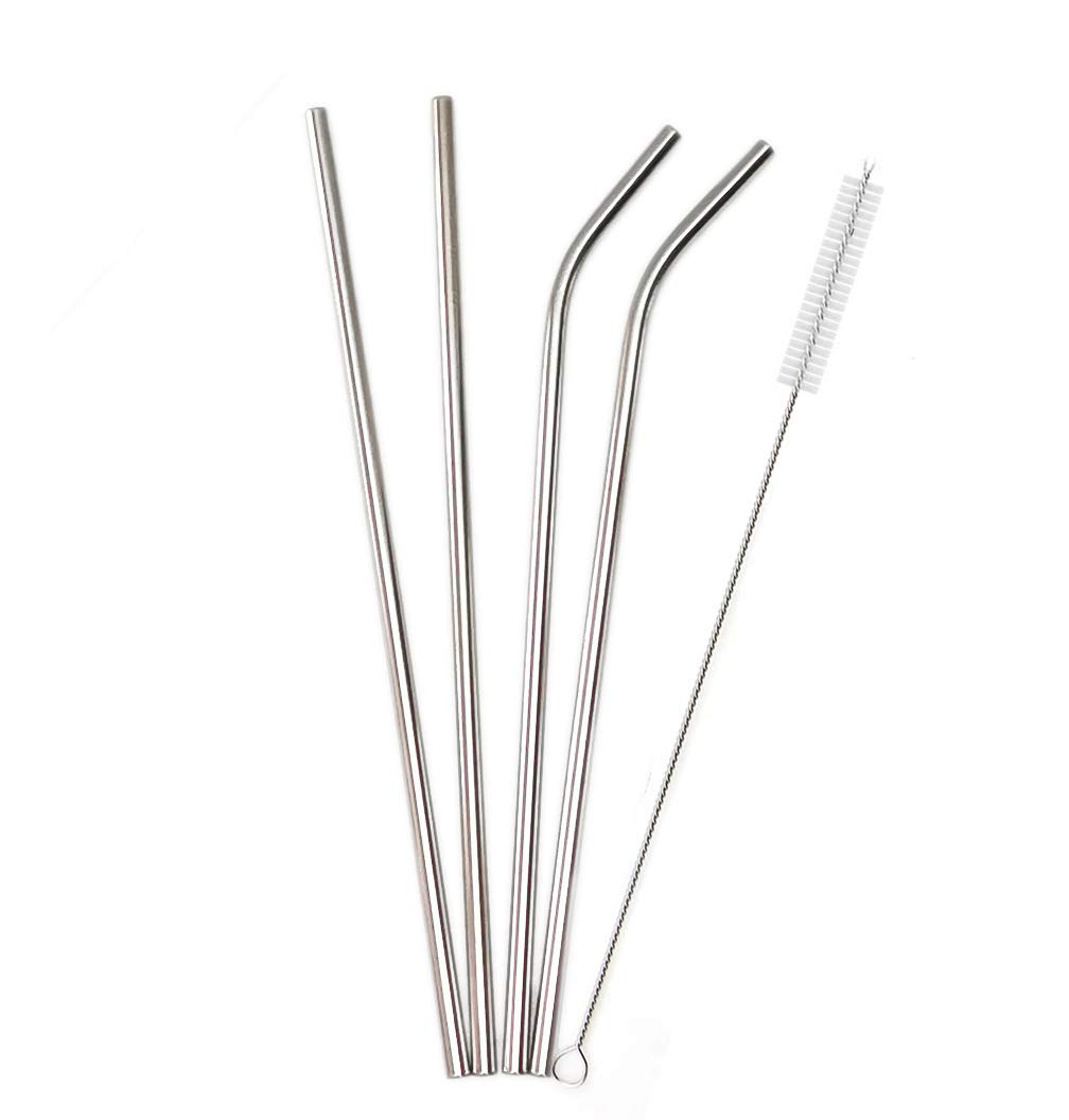 Stainless Steel Straws, 4pcs 12" Ultra Long 0.3" Wide Reusable Metal Drinking Straws with Cleaning Brush for Stanley 40oz 64oz Tall Tumblers