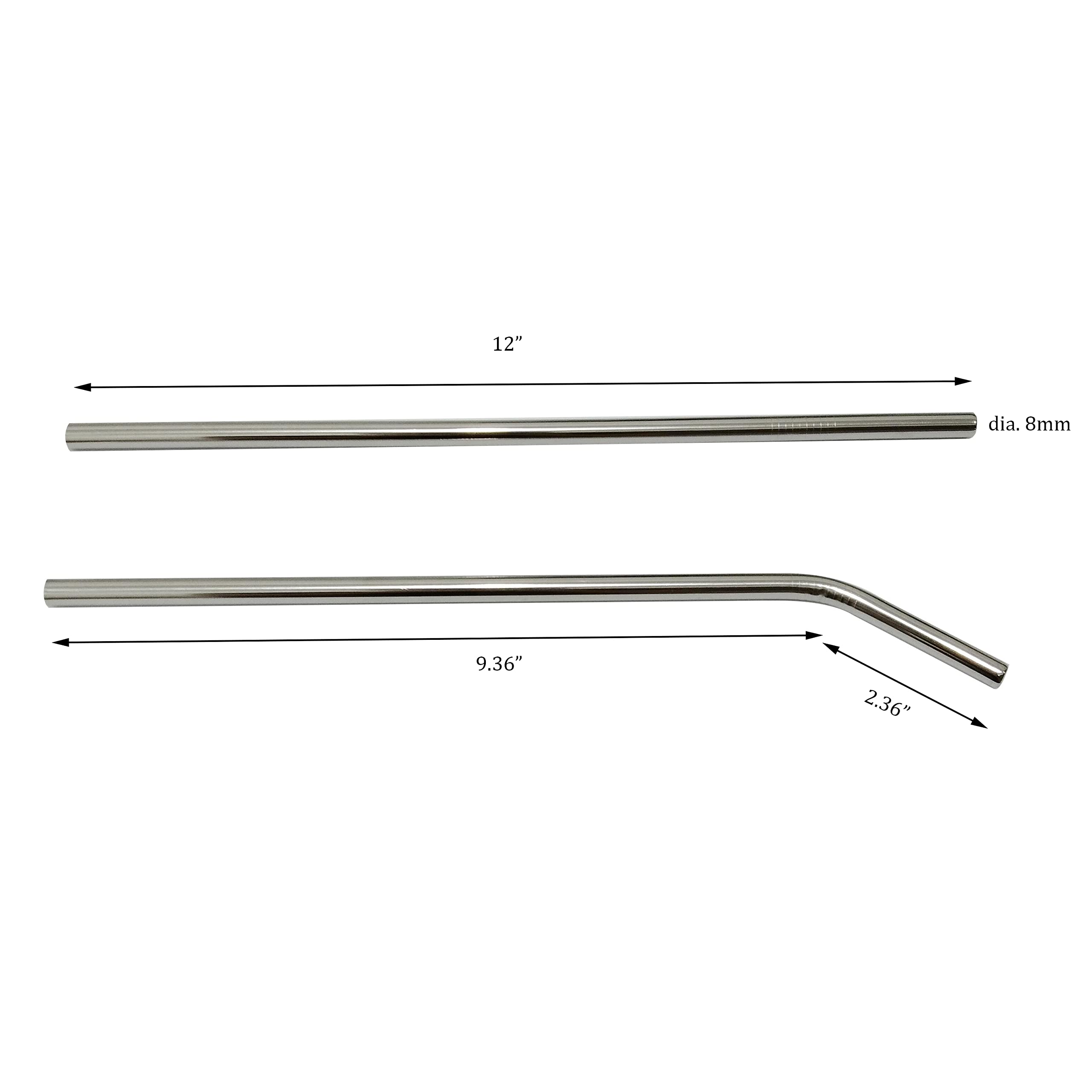 Stainless Steel Straws, 4pcs 12" Ultra Long 0.3" Wide Reusable Metal Drinking Straws with Cleaning Brush for Stanley 40oz 64oz Tall Tumblers