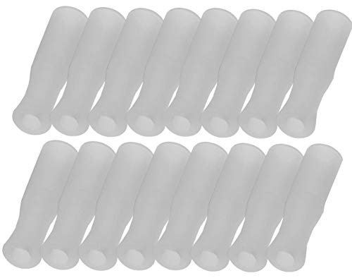 Mini Skater 16Pcs Silicone Straws Tips Food Grade Reusable Anti-Scald/Cold Straws Cover Fit for 1/4 Inch Wide(6mm Out diameter) Stainless Steel Straws (White)