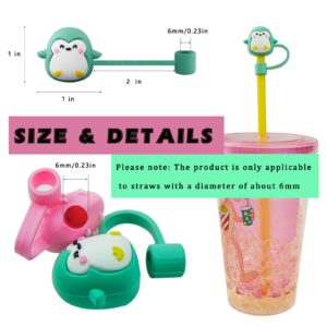 Straw Cover - 6 Pack Cute Colorful Silicone Reusable Drinking Straw Lids for Cup Dust-Proof Straw Plugs for Straw Tips for 6 mm