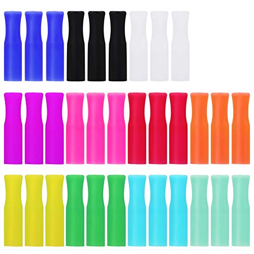 33Pcs Reusable Straws Tips, Silicone Straw Tips, Multi-color Food Grade Straws Tips Covers Only Fit for 1/4 Inch Wide(6MM Out diameter) Stainless Steel Straws by Accmor