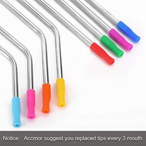 33Pcs Reusable Straws Tips, Silicone Straw Tips, Multi-color Food Grade Straws Tips Covers Only Fit for 1/4 Inch Wide(6MM Out diameter) Stainless Steel Straws by Accmor