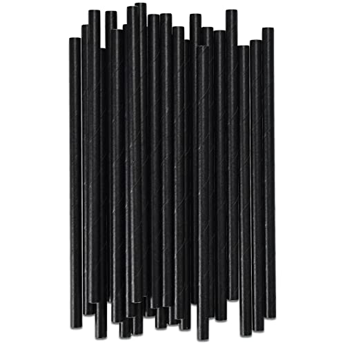 [500 Bulk] 5.75 inch Black Short Paper Straws, Stir Straws for Cocktail, Coffee, Mixed Drinks - Home, Bar and Restaurant Straws - 100% Biodegradable