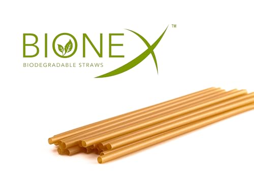 Bionex - Premium Biodegradable Sugarcane Straws, USDA BioPreferred, (8" Length straw), (100 straws/box) Alternative to Plastic