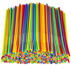 suwimut 600 pack flexible plastic drinking straws, 10.2 inch extra long colorful disposable bendy straws, assorted colors bendable plastic straws for tumblers, mason jars, milshakes, smoothies