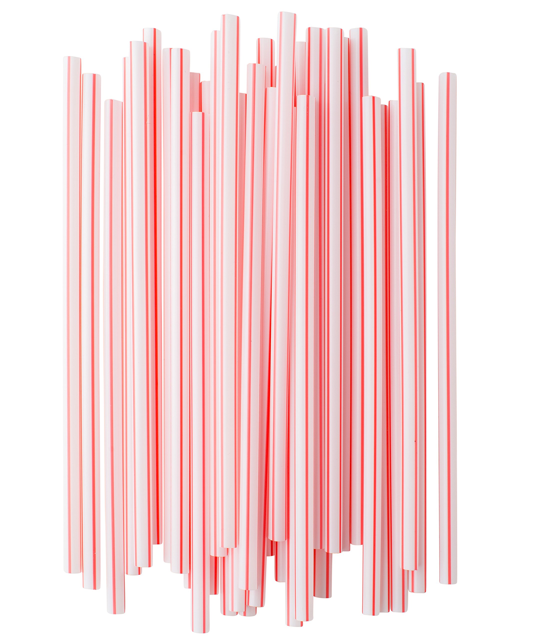 Crystalware Plastic Giant (Jumbo) Straws Individually Wrapped 10-1/4", 300 per Box (Red,White, 8 1/4" 300 Box)