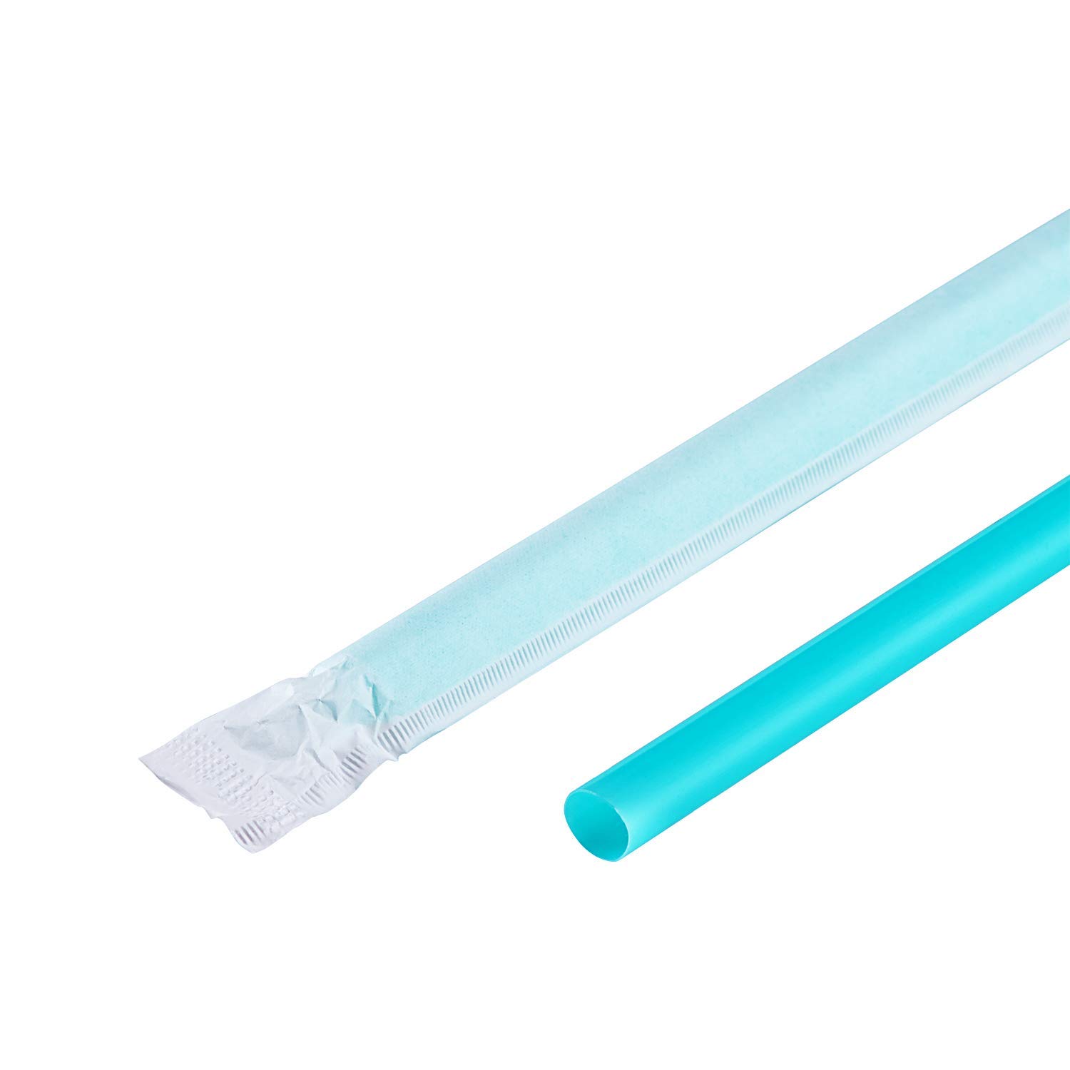 Karat C9075(Aqua) 9'' Giant Straws (8mm) Paper Wrapped - Aqua (Case of 2500)