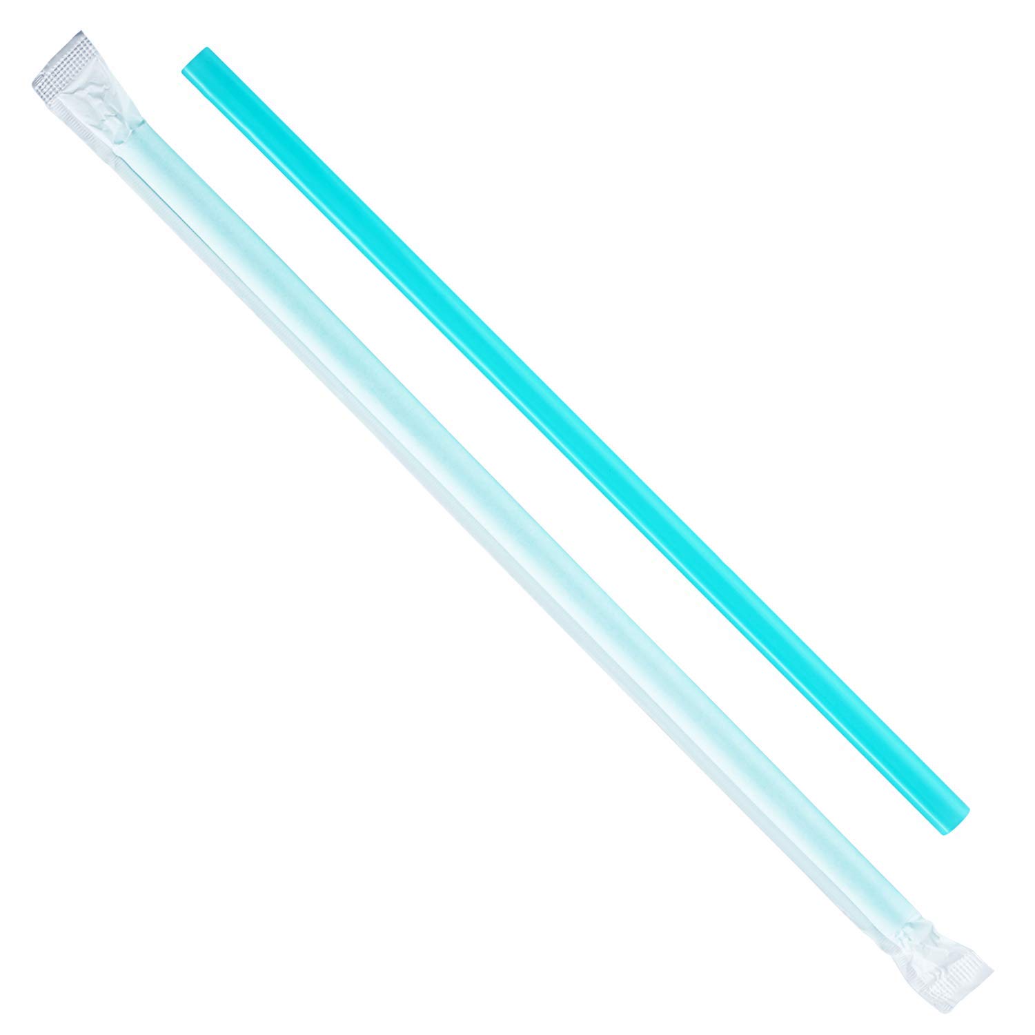 Karat C9075(Aqua) 9'' Giant Straws (8mm) Paper Wrapped - Aqua (Case of 2500)