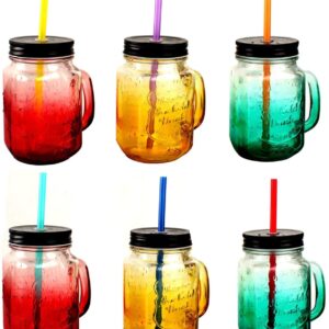 32 Pieces Reusable Plastic Straws Fit for Mason Jars, Tumblers, 10.25 Inches Extra Long Rainbow Colored Unbreakable Drinking Straws with 2 Cleaning Brushes, BPA Free and Eco Friendly