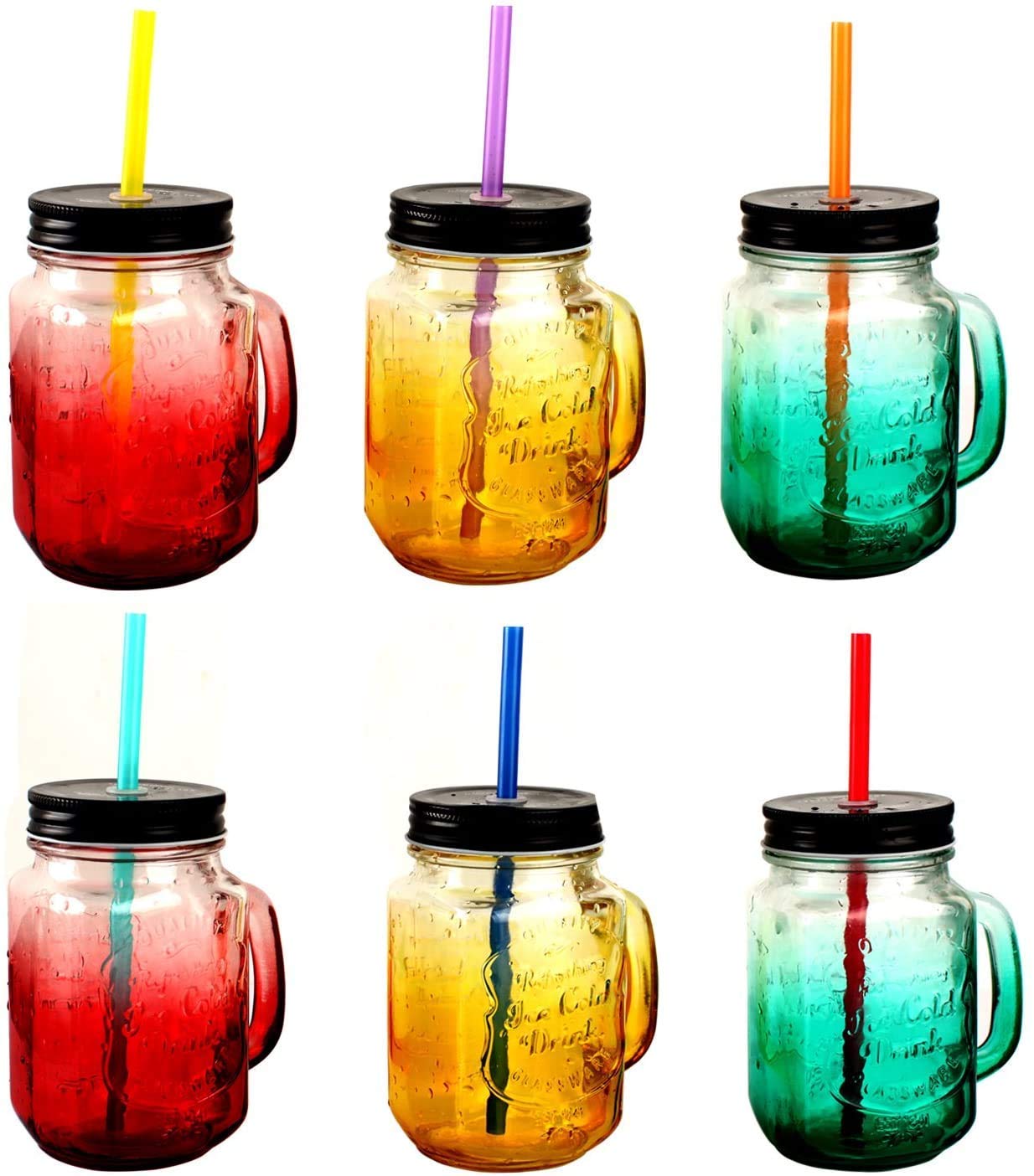 32 Pieces Reusable Plastic Straws Fit for Mason Jars, Tumblers, 10.25 Inches Extra Long Rainbow Colored Unbreakable Drinking Straws with 2 Cleaning Brushes, BPA Free and Eco Friendly