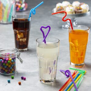 Comfy Package, [300 Pack] Long Flexible Disposable Plastic Drinking Straws - 10.02" High - Assorted Colors