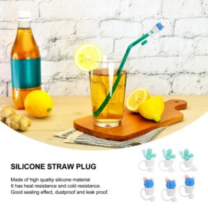 INOOMP 2pc Silicone Straw Cap Cover Reusable Cactus Pattern Drinking Straw Caps Lids Straw Plugs for Straw Tips Suitable for 6-8mm Straws for Home Kitchen Accessories