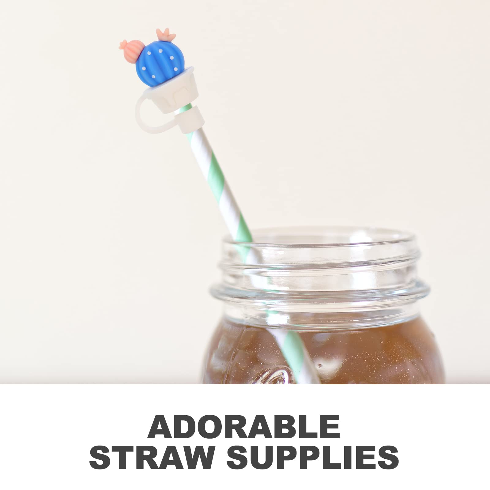 INOOMP 2pc Silicone Straw Cap Cover Reusable Cactus Pattern Drinking Straw Caps Lids Straw Plugs for Straw Tips Suitable for 6-8mm Straws for Home Kitchen Accessories