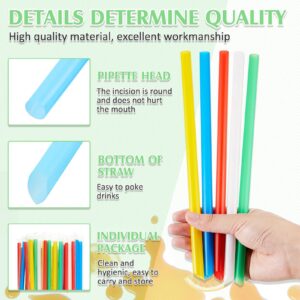 Tessco 600 Pcs Smoothie Straws Boba Straw Bulk Disposable Bubble Tea Straws Plastic Individually Wrapped Colorful Large Straws for Tall Homemade Milkshakes 0.43 x 9.84 Inch