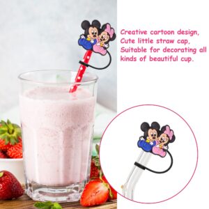 15PCS Straw Covers Straw Covers Cap Cute Silicone Reusable Straw Toppers Drinking Straws Party Birthday Party Gifts Portable for 6-8 mm Straws (Cute Style)