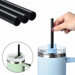 8 Pack Replacement Straws for 40 oz Stanley Adventure Travel Tumbler Cup, Reusable Straws Black Silicone Straws with Cleaning Brush, Compatible with 40oz 30oz 20oz 14oz Stanley Water Jug, 12inch