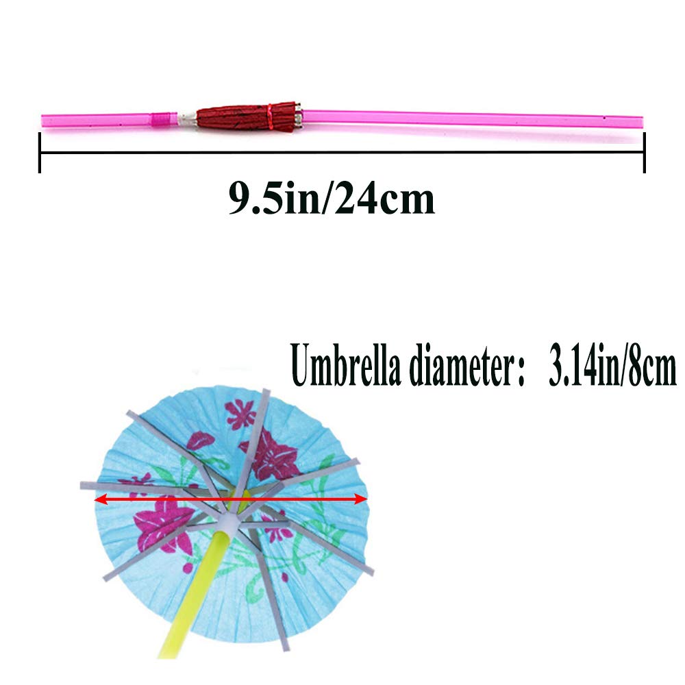 hesmartly 60 Pcs Umbrella Straws,Disposable Bendable Drinking Straws Parasol Straws for Cocktail Soft Drinks Hawaiian Beach Party Mixed Color