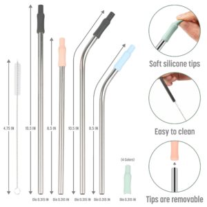 Goodful 8 Piece Variety Pack Reusable Travel Stainless Steel Straw Set, Travel Case, Cleaning Brushes, Removeable Silicone Tips, Multi Color