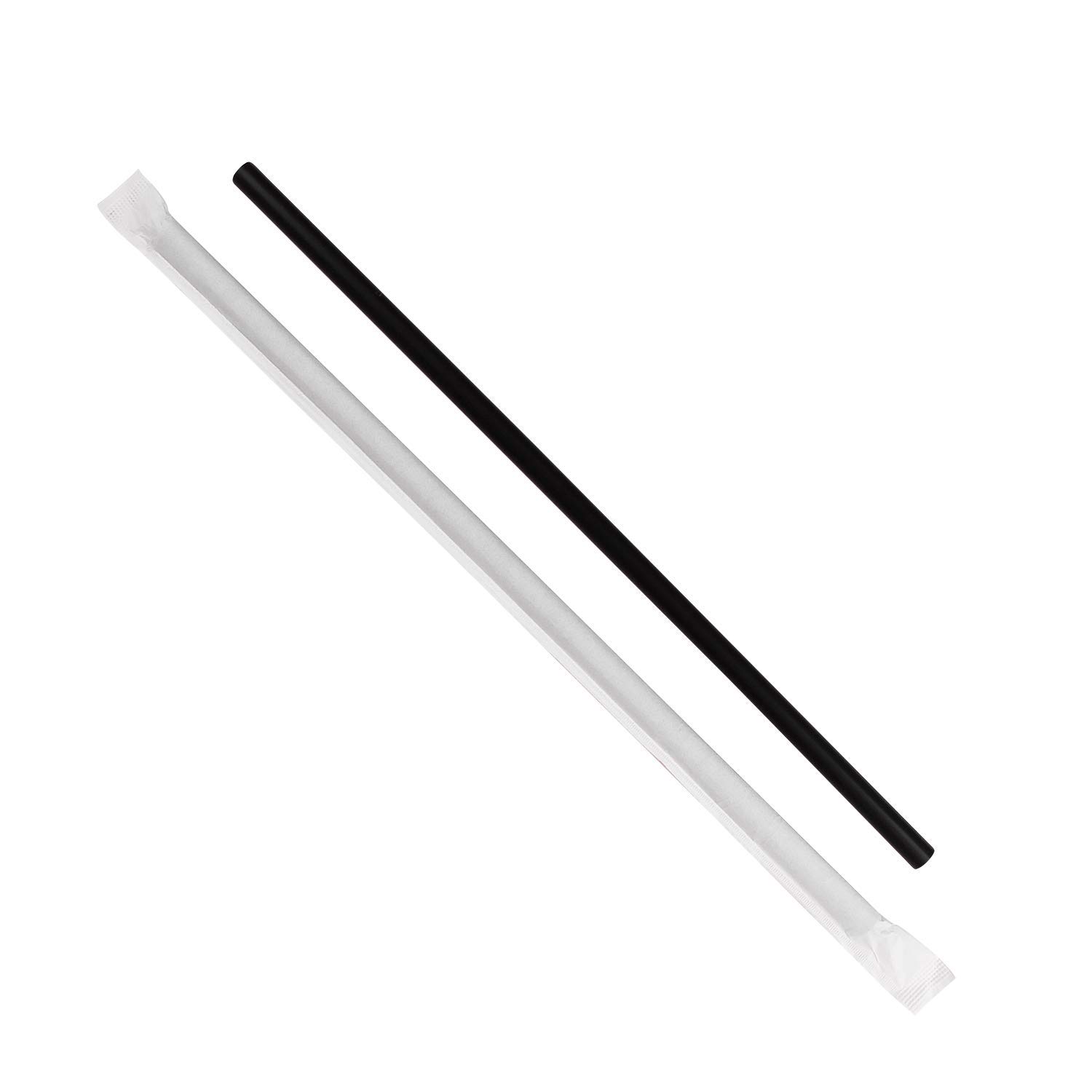 Karat C9125 (Black) 10.25" Giant Straws (8mm Diameter), Paper-Wrapped, Black (Case of 1200)