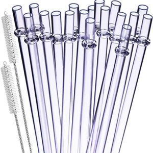 AIZIXIN Clear Reusable Hard Plastic Straws for Yeti/Rtic Tumblers, Tall Cups and Mason Jars, 9inch, Pack of 18,Unbreakable Drinking Straw with 2 Cleaning Brush