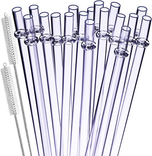 AIZIXIN Clear Reusable Hard Plastic Straws for Yeti/Rtic Tumblers, Tall Cups and Mason Jars, 9inch, Pack of 18,Unbreakable Drinking Straw with 2 Cleaning Brush