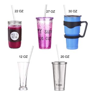 AIZIXIN Clear Reusable Hard Plastic Straws for Yeti/Rtic Tumblers, Tall Cups and Mason Jars, 9inch, Pack of 18,Unbreakable Drinking Straw with 2 Cleaning Brush