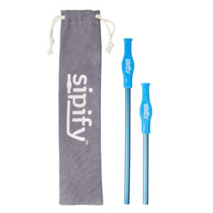 protect teeth from coffee & tea stains - flow limiting reusable straws for hot drinks by sipify - stainless steel straws with silicone cover aerate to protect from scalding - dishwasher safe - 2 pack