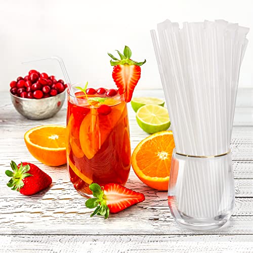 [100 Pcs] Bendy Individually Wrapped Plastic Straws - 8.25" Long Disposable Flexible Clear Drinking Straws