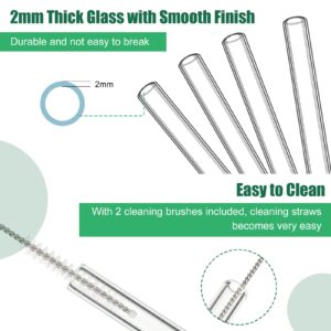 8 Pcs Reusable Glass Straws with Flower Butterfly Glass Straws Clear Shatter Resistant Bent Straws Colorful Floral Straws Cute Reusable Straws with 2 Pcs Straw Brush for Party Drink Cocktail