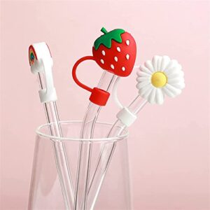 4Pcs Silicone Straw Covers Cap, Straw Tips Cover Straw Covers Cap for Reusable Straws Cloud Shape Straw Protector. The Clouds, Rainbow, Strawberry, Duck.