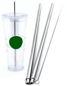 2 venti stainless steel cocostraw replacement straws 2qty for hot & cold travel mug to-go drink cups