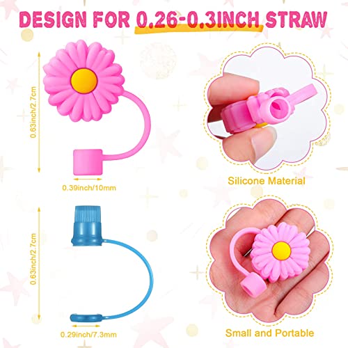 27 Pieces Straw Tips Cover Reusable Drinking Straw Lids, Silicone Straw Plug Drinking Dust Cap, Colorful Drinking Straw Caps for 6-8 mm Straws Anti-dust Straw Tips Plugs (Straw Not Included)